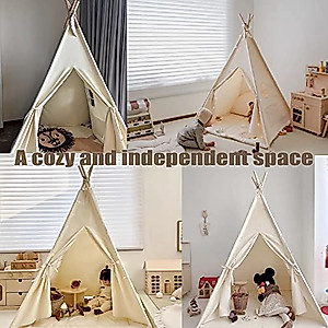 RongFa Teepee Tent for Kids-Portable Children Play Tent Indoor Outdoor (Beige Without Mat)