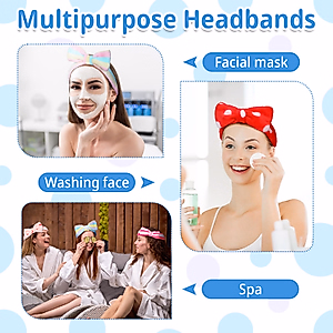 Riceshoot 24 Pcs Spa Headband Bow Hair Band for Washing Face Women Skincare Headbands Elastic Makeup Headband Coral Fleece Face Wash Headband Facial Headband Hairlace Head Wraps for Cosmetic Shower