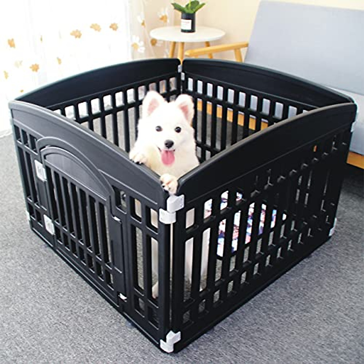 PET SHINEWINGS 4-Panel Pet playpen with Door,Dog playpen Indoor and Outdoor,Dog frence playpen Cat Dog Kennel for Medium and Small Dogs