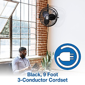 Air King 9020 1/6 HP Industrial Grade Wall Mount Fan, 20-Inch,Black
