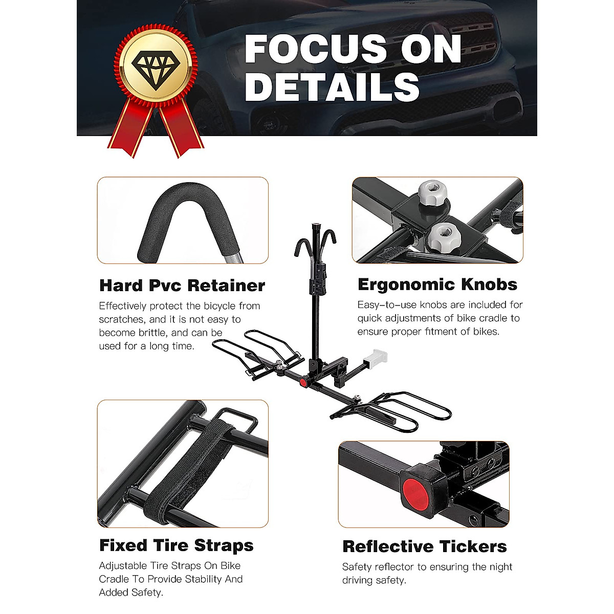 SIMETU&HS Bike Rack Carrier for Car Truck SUV，132 lbs Heavy Weight Capacity - Tray Style Smart Tilting Design (2-Bike Carrier)