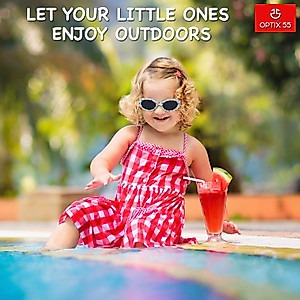 Optix 55 Baby Sunglasses, 100% UV Protection Infants & Toddlers Sunglasses, Smoked Lenses Reduces Glare for Ages 0-12 Month to 3 Years - Rubber Injected Frame with Matching Pouch (Light Blue, smoked)