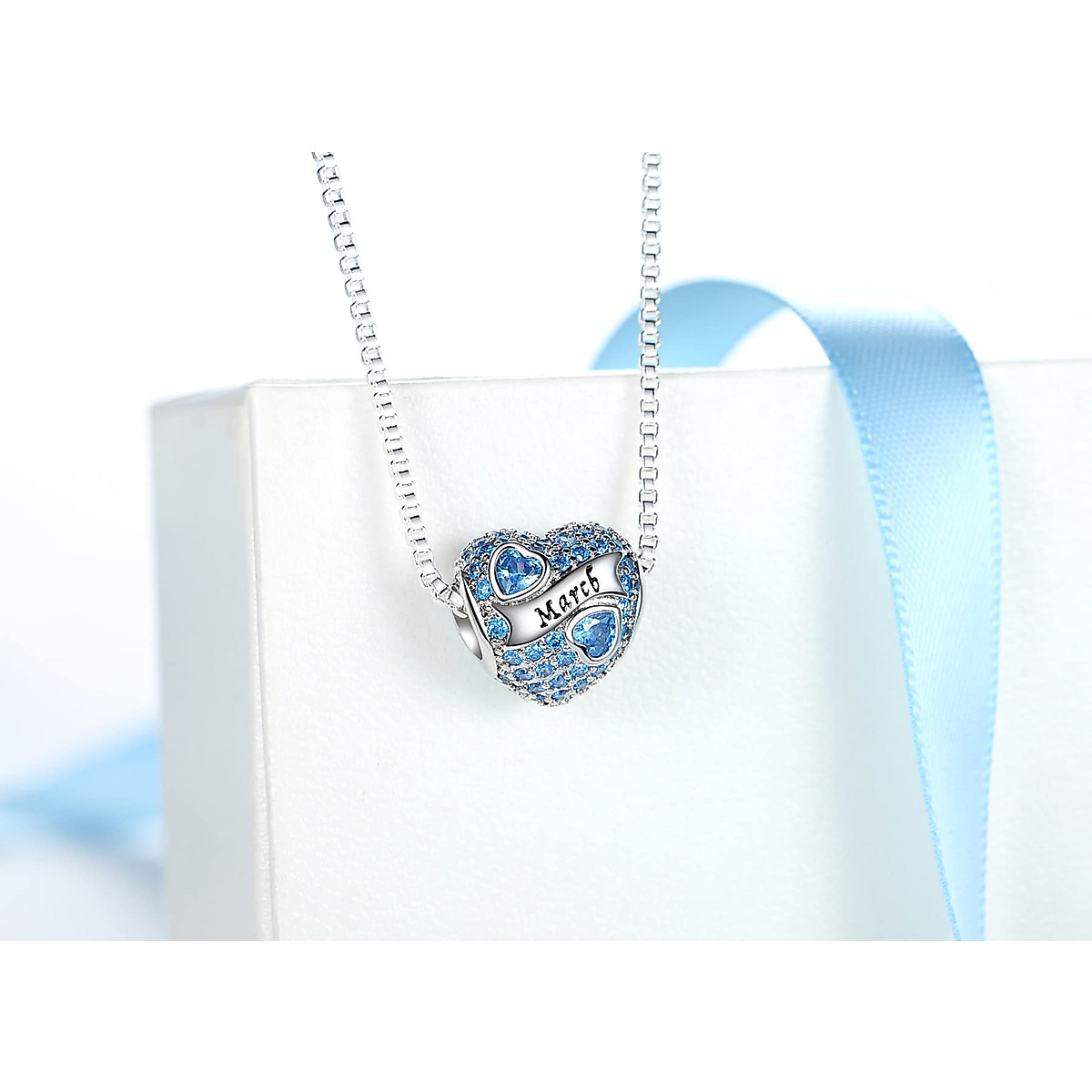 IBAGKE Birthstone Charms for European Bracelet 925 Sterling Silver Dangle Charm Beads Pendants for Bracelets Charms DIY Jewelry birthday Gift for Women (March Birthday Charms)