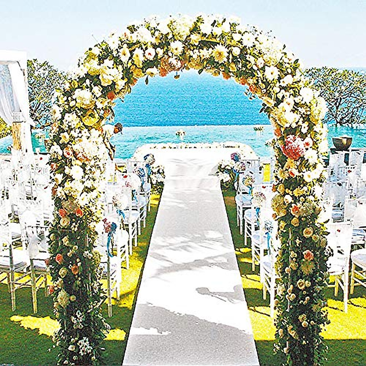 Metal Garden Arbor Wedding Arch 76.8 Inch H x 90.5 Inch W 94.5 Inch H x 55 Inch W Assemble Freely 2 Sizes for Various Climbing Plant Roses Vines Bridal Party Decoration Pergola Arbor (Black)