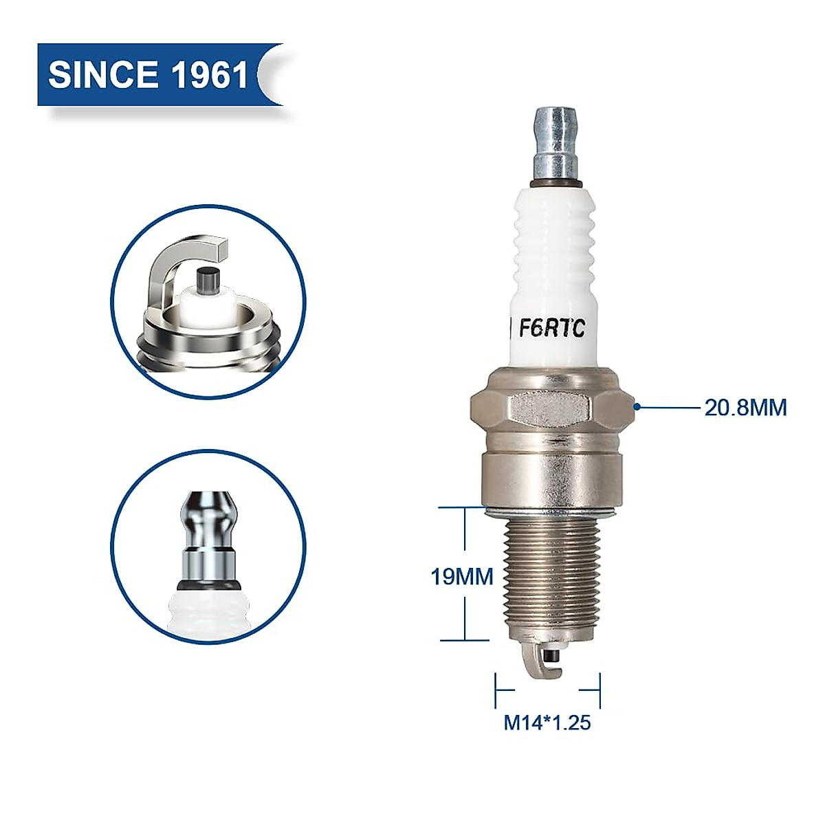 PK2 TORCH F6RTC Spark Plug Replace for NGK 7131 BPR6ES Spark Plug, for Bosch WR6DC WR7DC Spark Plug, for Champion RN9YC RN10YC Spark Plug,for Denso W20EPR-U Spark Plug,for MTD 951-10292/751-10292,OEM