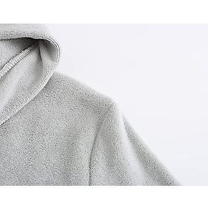 E.W Apparel Kids Boys Girls Hooded Towelling Bathrobe Dressing Gown 100% Cotton Terry Towel Soft Terry Cloth Robe 5-16 Years(Grey,11-12 Years)