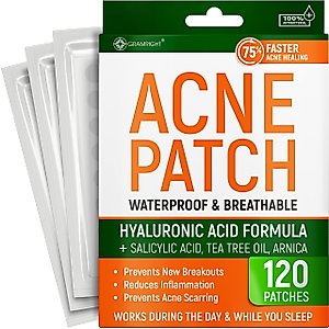 Acne Patches - Natural Hydrocolloid Bandages for Acne Spot Treatment - Cystic Acne Cover Patches with Salicylic, Hyaluronic Acids and Tea Tree Oil - Pimple Patches for Face - 120 Patches