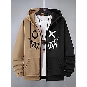 COZYEASE Men's Zip Up Hoodies Graphic Y2k Hoodies Sweatshirt long Sleeve Western Streetwear Hoodies Pullover Multicolor S