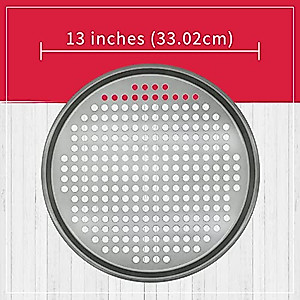 Maxi Small Pizza Pan w/Holes, Non-Stick, Scratch Resistant, Pizza Pan Set of 2, Made with Steel & Aluminum for Crispy Crust, Round Pizza Pan for Oven,13 Inch Baking Steel Pizza Pan Tray