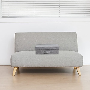 Mocolerno Linen Scrapbook Storage Box Photo Boxes Storage Document Letter File Box with Lid 14'' x 13''x 4'' Gray (1 pack)