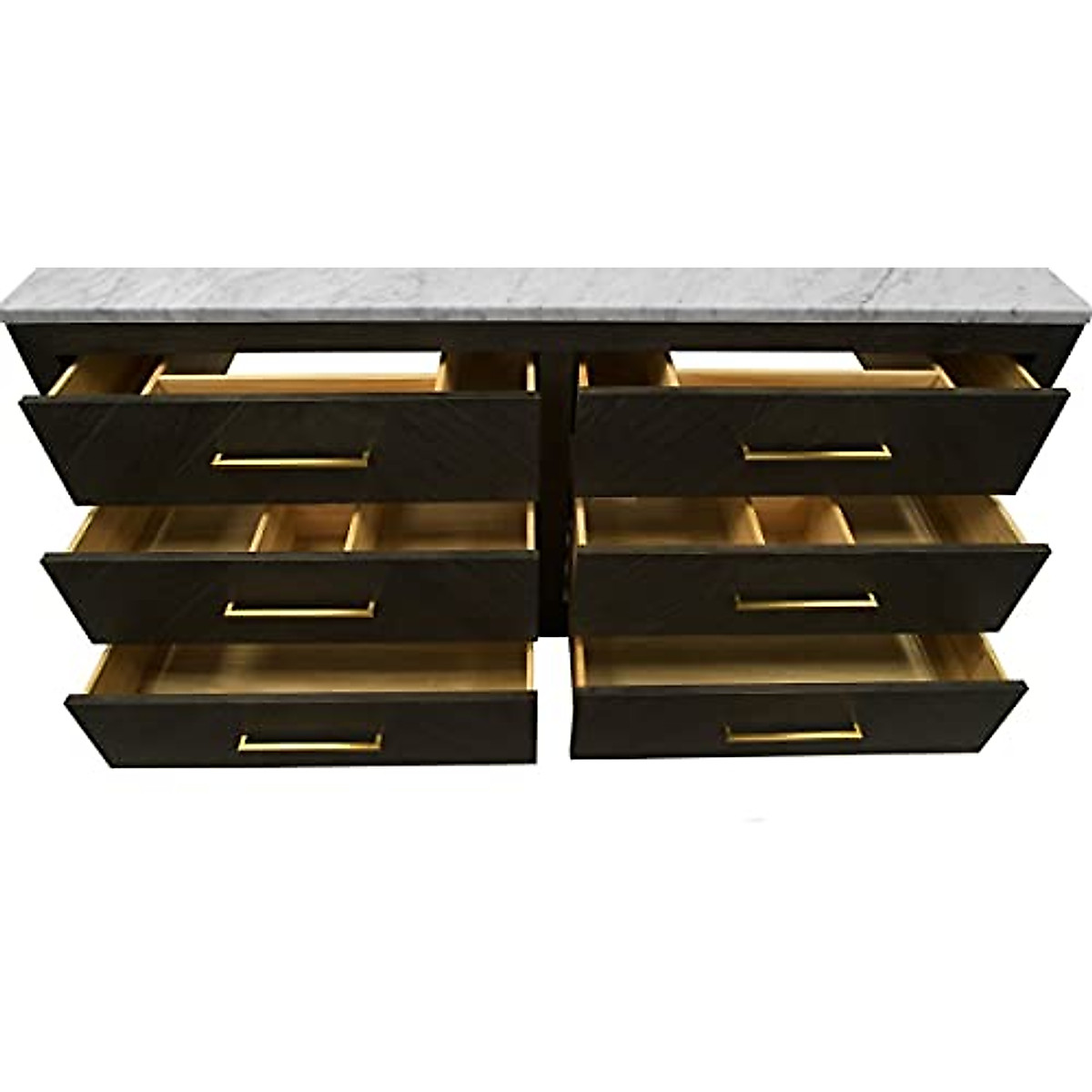 Kitchen Bath Collection Avery 72-inch Double Bathroom Vanity (Carrara/Dark Oak): Includes Dark Oak Cabinet with Stunning Carrara Marble Countertop and White Ceramic Sinks