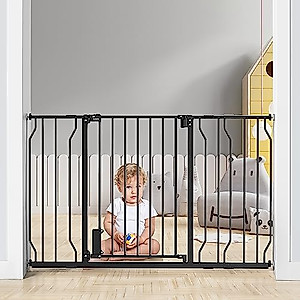 Ciays Baby Gate 29.5” to 53.1”, 30-in Height Extra Wide Dog Gate for Stairs, Doorways and House, Auto-Close Safety Metal Child Gate for Dogs with Alarm, Pressure Mounted