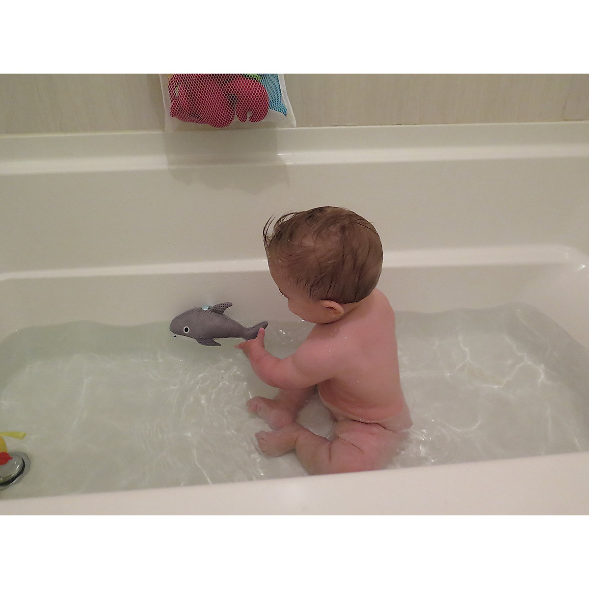 Little Additions Bath Toys for Toddlers 1-3, Baby Bath Toys with Bonus Mesh Bath Toy Storage Bag with Suctions for Easy Drying, Mold Free Bath Toys, Toddler Bath Toys Ocean Collection