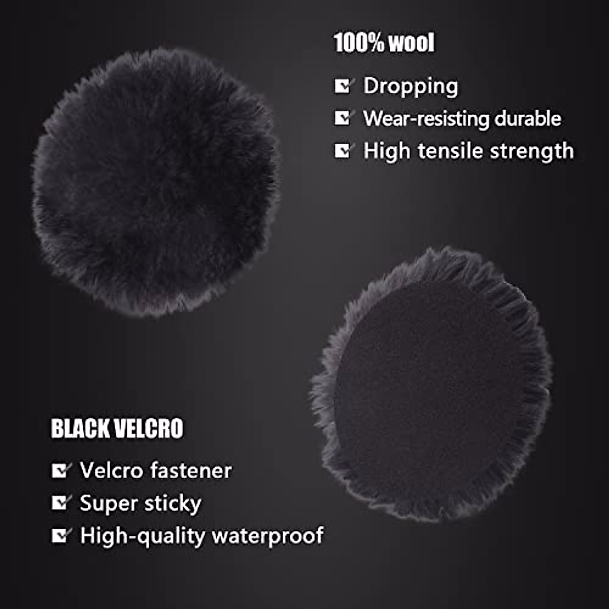 Wool Polishing Buffing Pad, SPTA 6 Pcs 6 Inch 150mm Polishing Buffing Wheel for Drill Buffer Attachment with 5/8"-11 Drill Adapter Compound Cutting & Polishing for Car Polisher