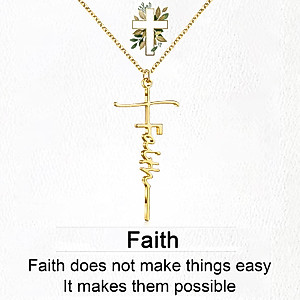 sovesi Faith Cross Necklace for Women 14K Gold Plated Cross Pendant Hope Necklaces Religious Jewelry Gift for Women Gold Faith