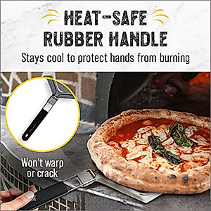 Checkered Chef Pizza Peel - Extra Large, Stainless Steel Metal Pizza Paddle with Folding Handle, Pizza Oven Accessories - 13 Inch x 15 Inch