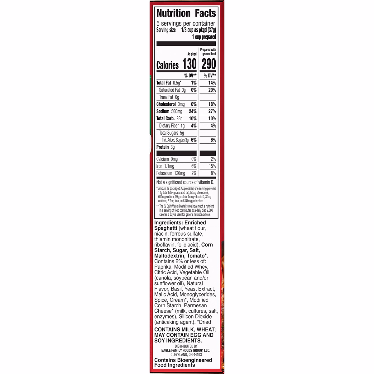 Hamburger Helper Spaghetti Pasta, 6.6 Ounces, 12 per Case