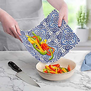 Cut N' Funnel Shades of Blue Designer Flexible Plastic Cutting Board Mat, 15" x 11.5", Made in the USA, Decorative, Flexible, Easy to Clean