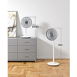 Ofuzzi Breeze 10 Smart Pedestal Fan for Bedroom, Smart Fans works with Alexa/Google, 27db Pedestal Fan for Indoors, 100 Speeds, 140° Oscillating Fan, 46ft Vented Portable Stand Fan for Quiet Spaces