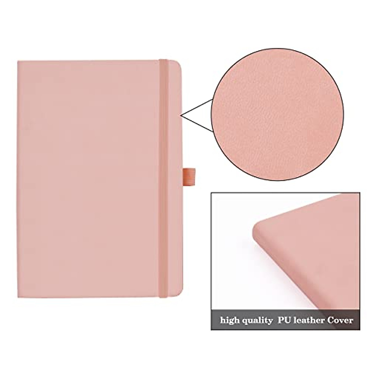 TurelinnG Hardback A5 Classic Notebook 196 Pages (Pink) A5 Journal Notebook ,Lined Hardback Notebook with Pen Holder ,192 Pages ,5.7 inches * 8.4 inches - for Women and Men