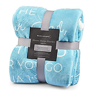 Bloom Enterprise Scripture Blanket - Religious Throw Blanket Makes Ideal Christian Gifts for Women - Prayer Blanket Has Bible Verse Joshua 1:9, Healing Blanket for Women & Christian Socks (Teal)