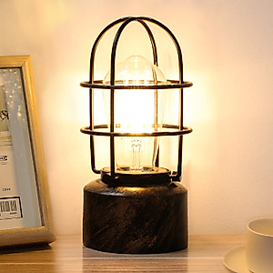 Haian Support 𝗦𝗺𝗮𝗹𝗹 𝗧𝗼𝘂𝗰𝗵 𝗧𝗮𝗯𝗹𝗲 𝗟𝗮𝗺𝗽 for Small Spaces - 3 Way Dimmable Industrial Bedside Lamp - Steampunk Antique Nightstand Desk for Bedroom, Living Room (Bulb Included)