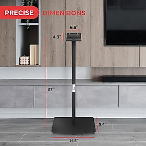 Pyle Sonos Speaker Mount Stand - Reinforced Steel 2nd Gen Play 5 Sonos Speaker Holder w/ 14.3 x 6.5 Inch Speaker Tray, Heavy Duty 14.5” x 9.4” Base, Powder Coat Finish - Pyle PSTNDSON17, Black