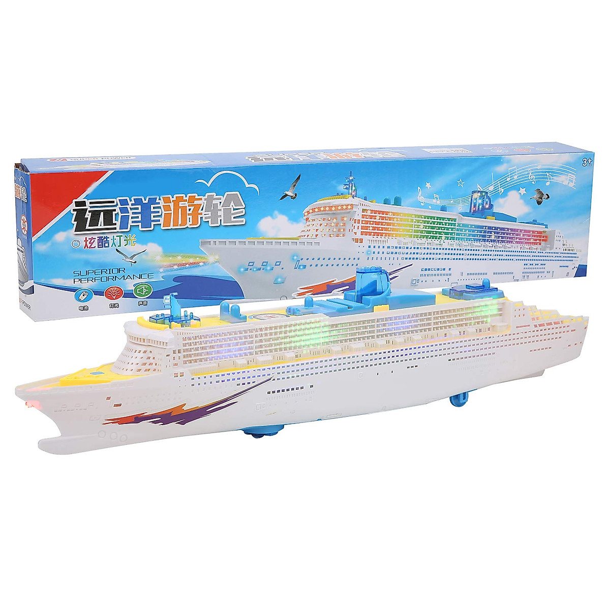 SUNGOOYUE Electric Music Ship Boat Toy, Highly Simulation Boat Toy with Lights Sound Effect for Children Funny Toy
