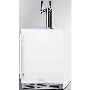 Summit Appliance SBC58WHBIADA 24" Wide Built-in Undercounter ADA Height Commercially Listed Dual Tap Beer Dispenser in White with Stainless Steel Handle, Automatic Defrost, Adjustable Thermostat