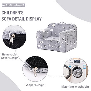 Tiita Kids Foam Chair, Star - Children Sofa with Armrest, Lightweight, Portable, Removable Cover, Side Pockets, Special Design for Girl or Boy