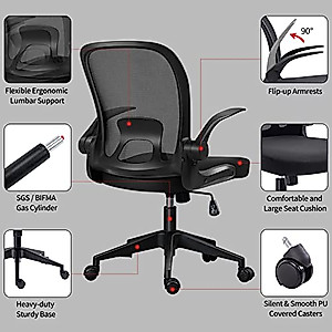 Darkecho Office Chair Ergonomic Desk Chair Mesh Computer Chair Modern Swivel Task Chair Comfy Executive Office Chair with Lumbar Support,Flip-up Armrests,Tilt Function and Foldable Backrest Black