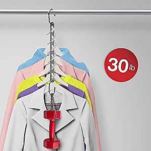 KJfamily Space Saving Hangers Metal Hanger Magic Cascading Hanger Closet Clothes Organizer Multifunctional Clothes Hangers Stainless Steel 6X2 Slots (20)