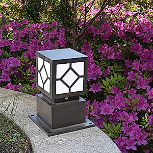 JSBDPHW Modern Simple E27 Pillar Lamp Iron Square Post Light Outdoor Waterproof Column Light Acrylic Lampshade Garden Garden Base Lamp Street Lamp Lawn Lamp