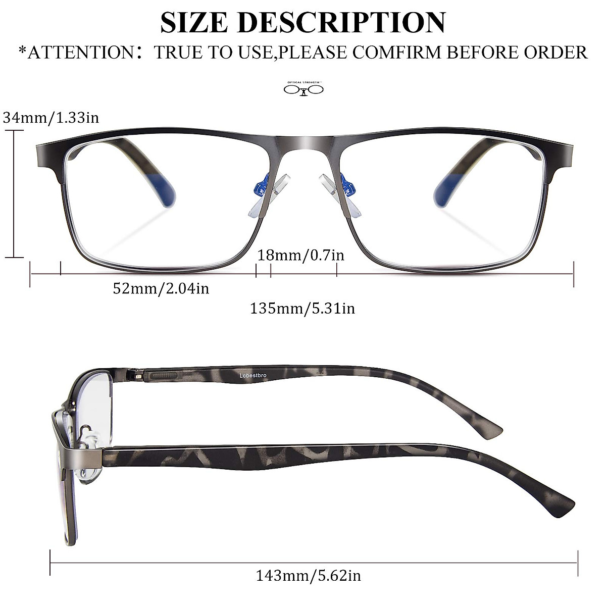 Lcbestbro 3 Pack Business Blue light Blocking Reading Glasses for Men, 2.5 Metal Readers