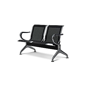 FIZZEEY Waiting Room Chairs, 2 Seat Office Guest Reception Chairs, Waiting Room Bench Furniture for Hospital Bank Airport, Black