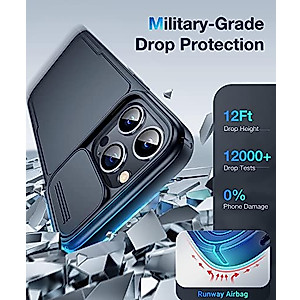 Simtect Compatible with iPhone 14 Pro with Camera Cover [12FT Drop Protection] Snug Touch Slim Protective Hard Back and Shockproof Bumper Case for iPhone 14 Pro Phone Case 6.1"-Black