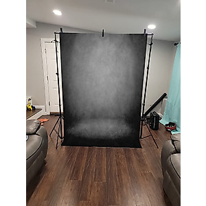 BINQOO 5x7ft Abstract Portrait Black Gray Photography Backdrop Professional Head Shots Adults Kids Girls Solid Color Backdrop School Student Old Master Photo Studio Props
