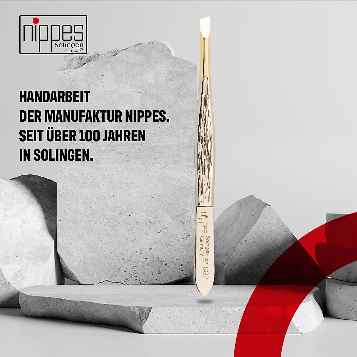 Nippes Solingen Tweezers 37SGP 9 cm for removing fine hairs nickel plated steel