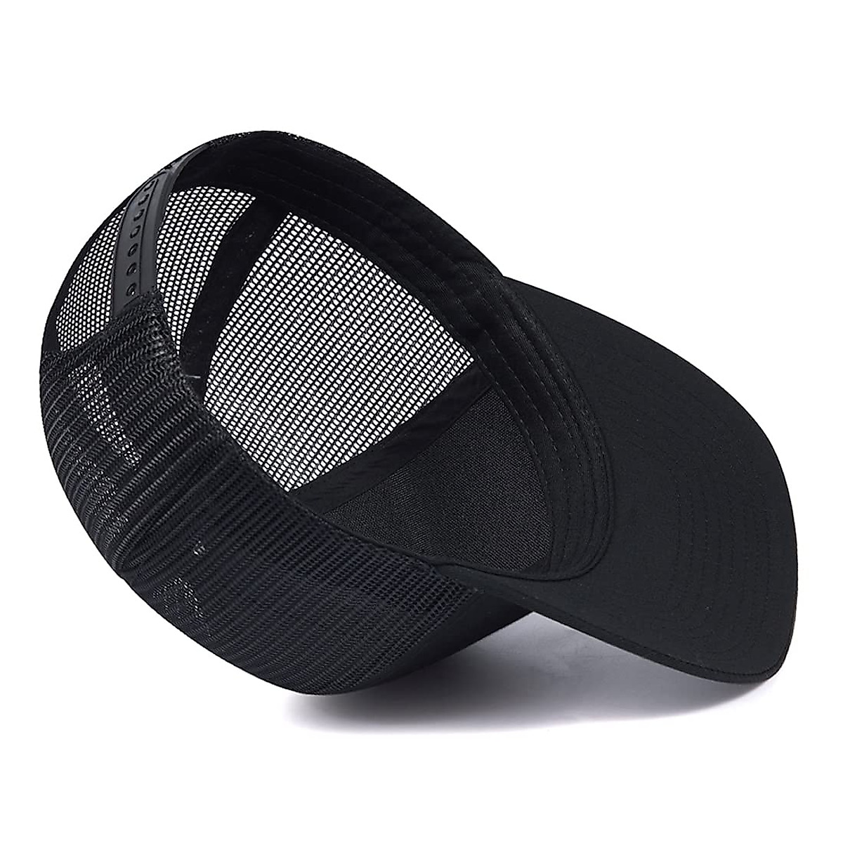 Quanhaigou Trucker Hat - Mesh Snap Back - Unisex Adjustable Baseball Cap - Outdoor Hats for Men Women (Black)