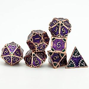 UDIXI Metal Dice Set D&D, 7PCS Metal DND Dice Steampunk Gear D and D Dice for Dungeons and Dragons Role Playing Games and Other Tabletop Game (Purple)
