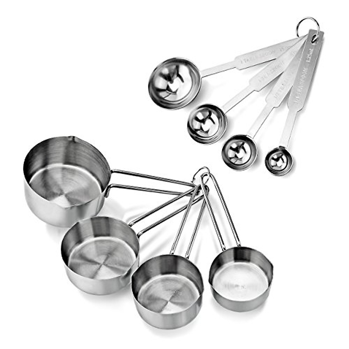 New Star Foodservice 42917 Stainless Steel 8-Piece Measuring Cups and Spoons Combo Set