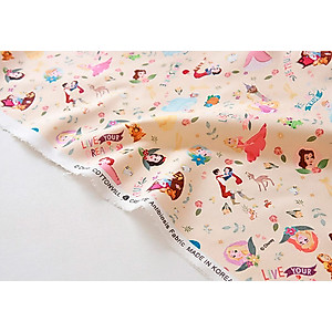 Disney Cotton Fabric by The Yard Princess Character Fabric 110cm Wide Princess Friends