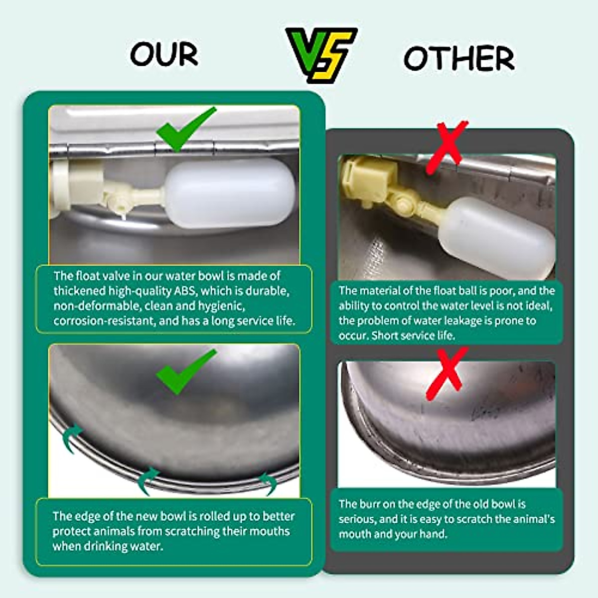 Automatic Cow Drinking Water Bowl,304 Stainless Steel Animal Waterer Bowl for Horse,Goat,Pig,Dog, with 1/2 Float Valve