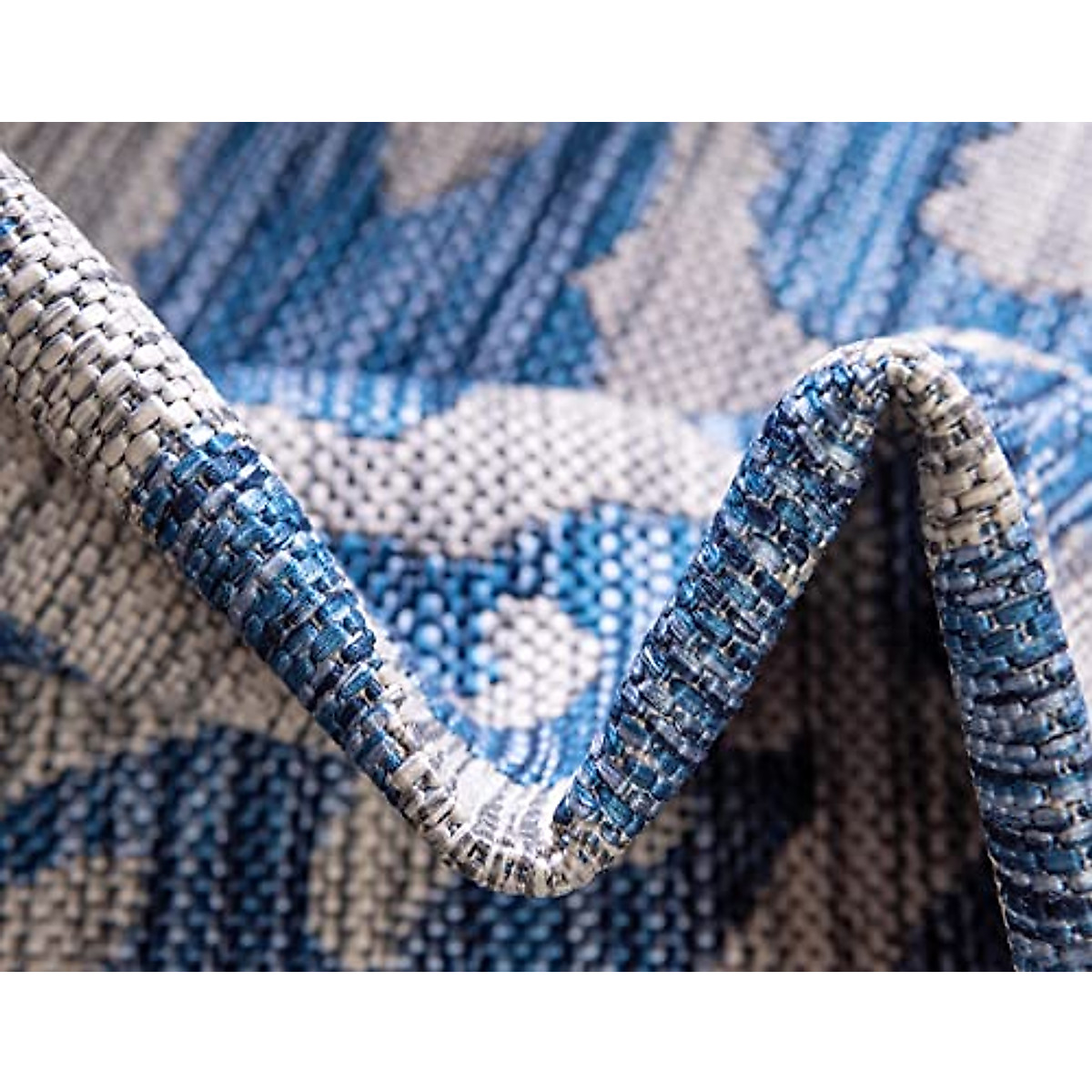 Rugs.com Outdoor Safari Collection Rug – 4' x 6' Blue Flatweave Rug Perfect for Entryways, Kitchens, Breakfast Nooks, Accent Pieces