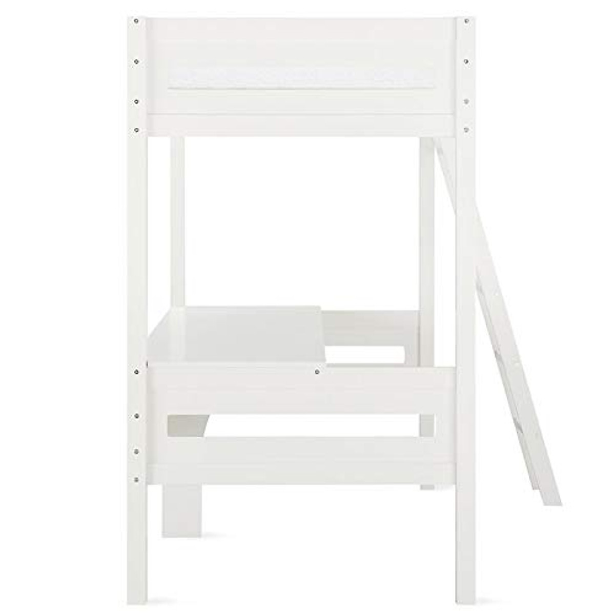 Dorel Living Harlan Wood Loft Bed with Ladder and Guard Rail - Twin (White)
