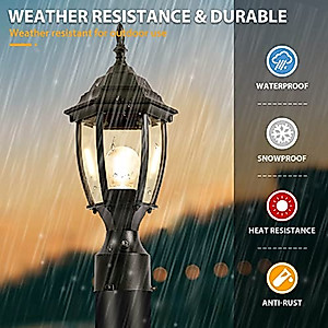 Dusk to Dawn Outdoor Post Lights Hardwired 120V, Aluminum Outside Post Lantern with Pier Mount, Exterior Lamp Pole Lantern Head with Clear Glass, Matte Black Post Light for Patio,Garden,Walkway