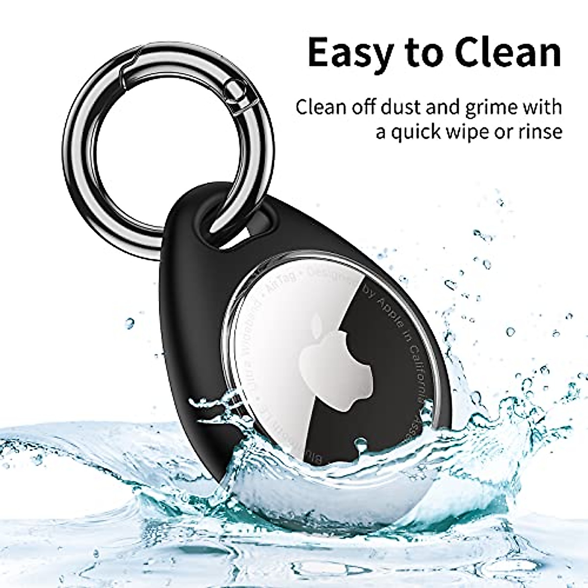 UNBREAKcable 4-Pack AirTag Case with Keychain [Lock Design][Lightweight][ Scratch Protection], Secure Holder Protective Case for Keys, Bags, Luggage, and Pet Collar (Black&Blue)