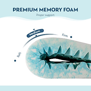 3 Inch 5-Zone Twin Memory Foam Mattress Topper, Cooling Gel Infused Foam Mattress Topper for Pressure Relief, CertiPUR-US Certified Twin Bed Topper,Blue, 38"×75"