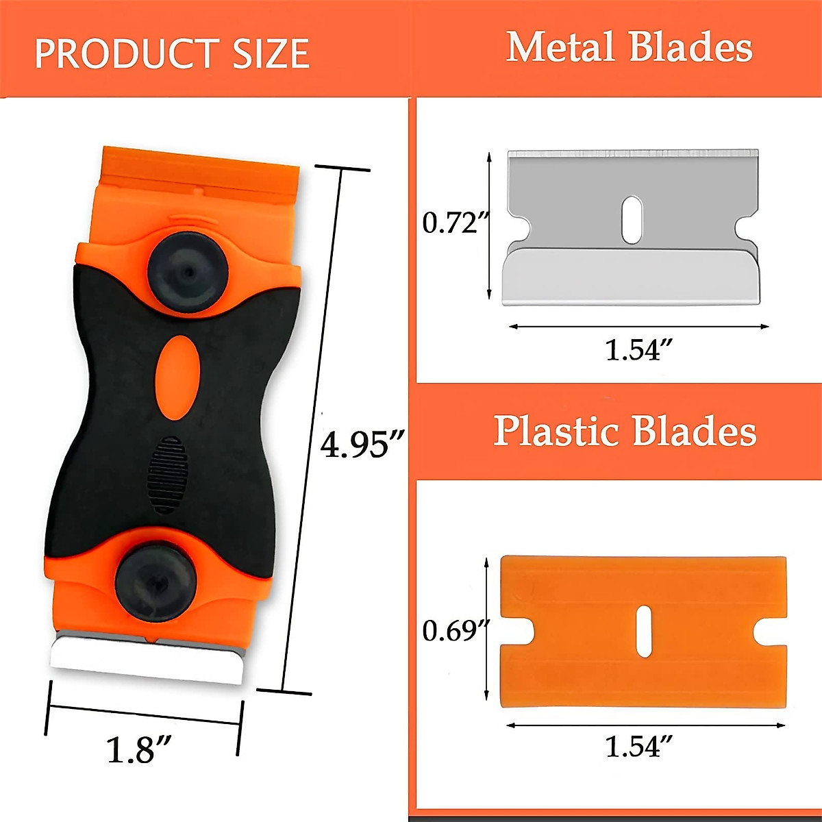 Razor Blade Scraper, Double Edged Razor Blade Scraper Tool with 20 Pcs Razor Blades, Glass Paint Remover Cleaning Scraper for Window, Decals, Tint, Stickers, Labels, Caulk, Adhesive, Glass Stove Top