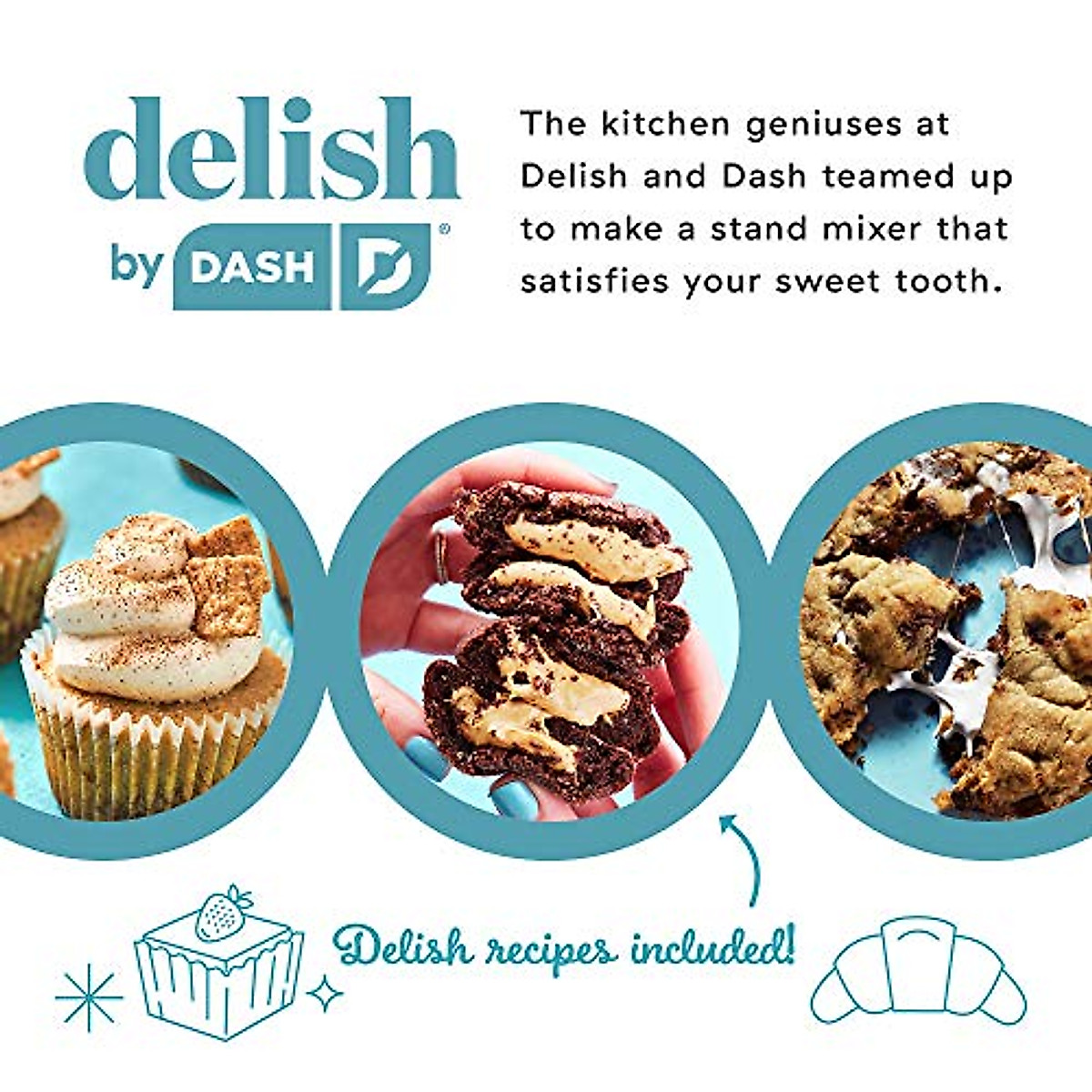 Delish by DASH Compact Stand Mixer, 3.5 Quart with Beaters & Dough Hooks Included - Red